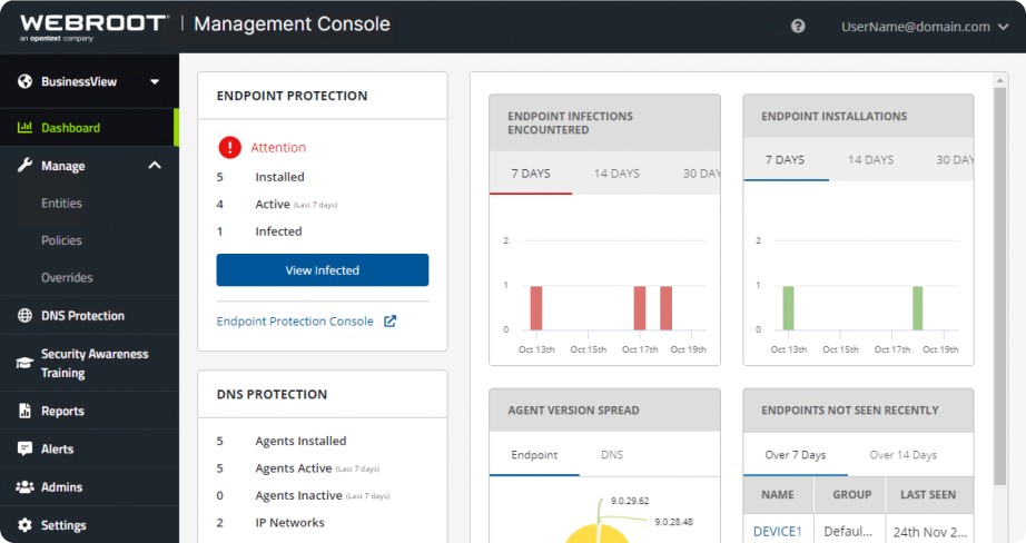 Webroot cybersecurity solution with Atera