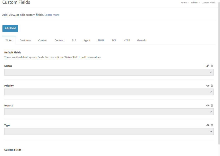What are Atera’s custom fields in helpdesk software?