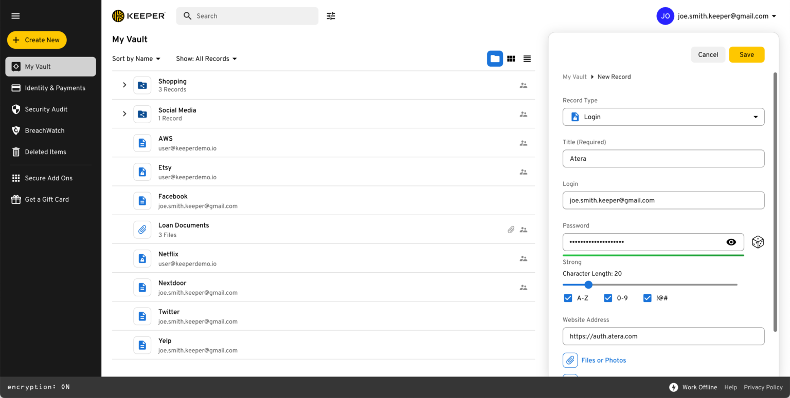 Keeper integration with Atera